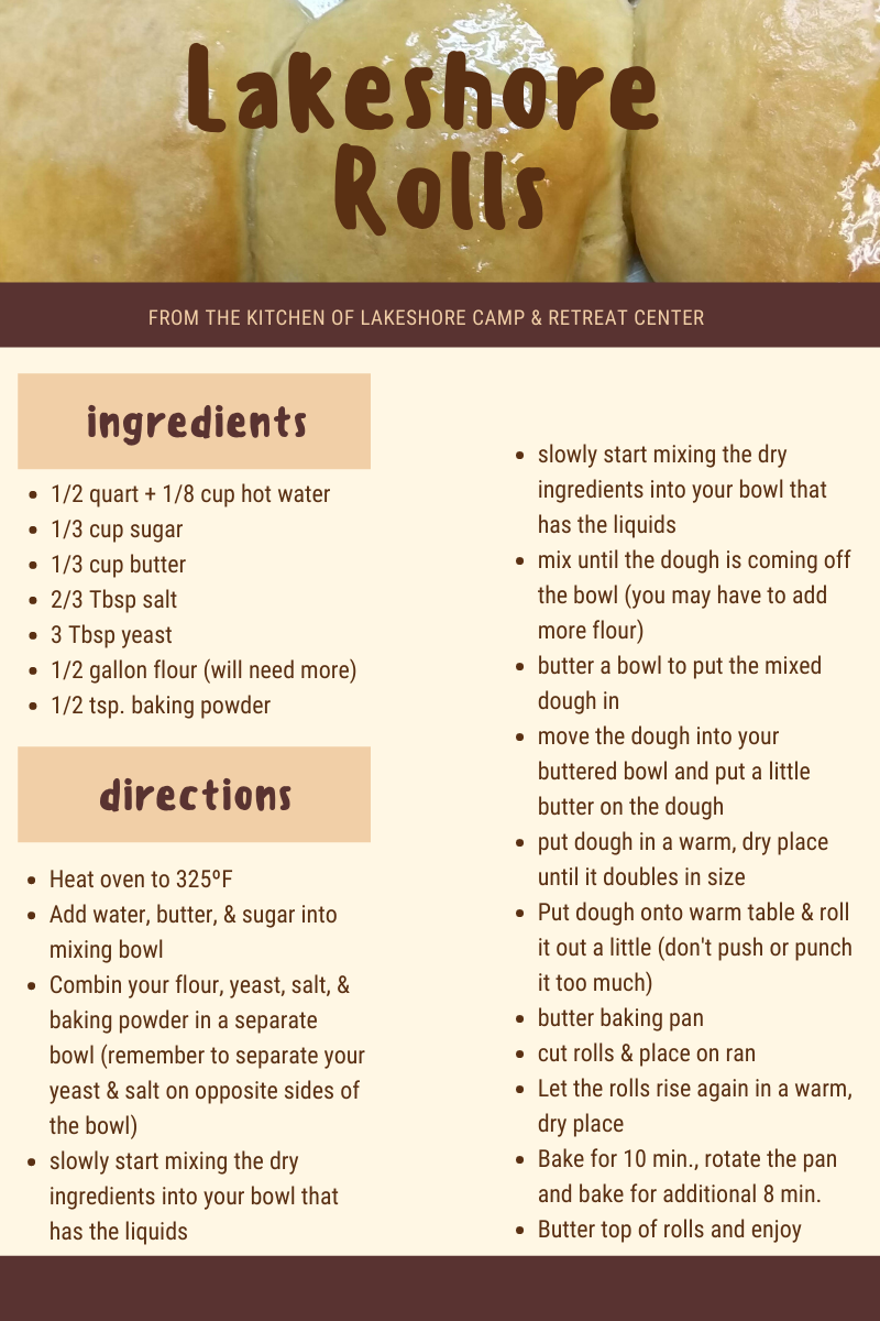 Roll-recipe – Lakeshore Camp & Retreat Center